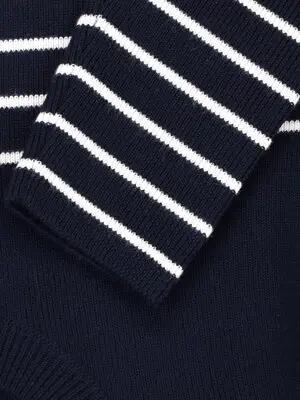 Max Mara Striped Virgin Wool Sweater - Blue