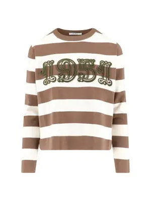 Max Mara Striped Virgin Wool Sweater - Brown