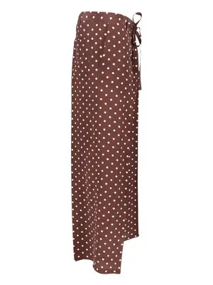 Max Mara Silk Wide Leg Pants - Brown