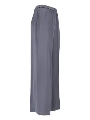 Max Mara Silk Wide Leg Pants - Gray