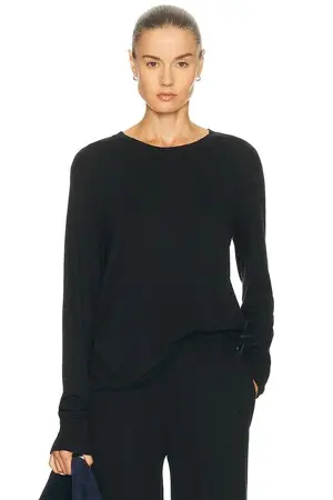 Eterne Long Sleeve Boyfriend Top - Black