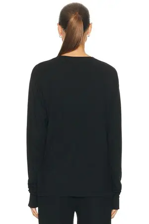 Eterne Long Sleeve Boyfriend Top - Black