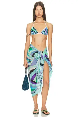 Emilio Pucci Triangle Bikini Top - Verde & Lilla