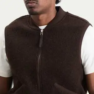 Universal Works Wool Fleece Zip Waistcoat - Brown