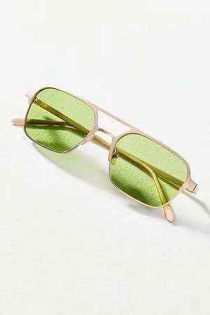 INDY Jimmy Caramel Metal Aviator Sunglasses - Light Green