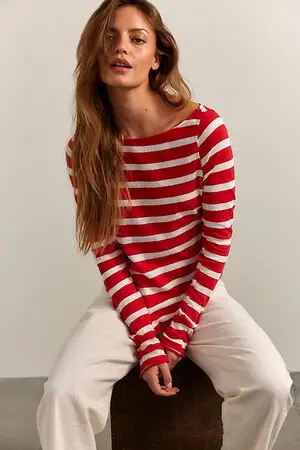 Free People We The Free Long Sleeve Top - Red Combo