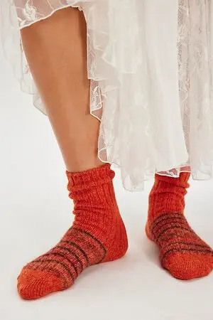 Free People Ribbed Crew Socks - Orange