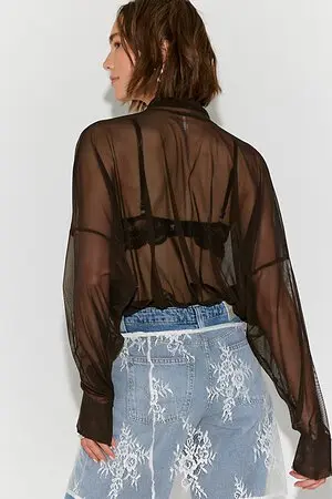 Norma Kamali Super Oversized Boyfriend Shirt Bow Bodysuit - Espresso