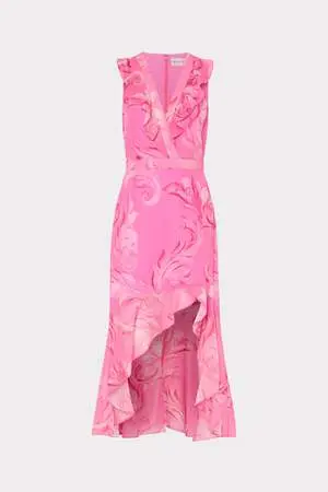 MILLY Nanci Printed Midi Dress - Pink