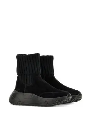 Hogan Ribbed Chelsea Boots With Platform Sole