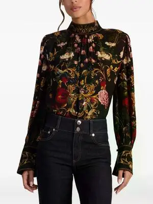 Alice + Olivia Marion Gathered Mock-neck Blouse
