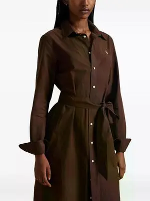 Polo Ralph Lauren Polo Pony Long-sleeved Shirt Dress - Brown