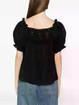 DÔEN Frances Ruffled Top - Black