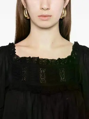 DÔEN Frances Ruffled Top - Black
