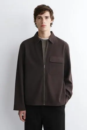 Cos Corduroy-jersey Zip-up Overshirt