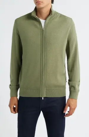 BOSS Illarione Zip Wool Cardigan - Medium Green