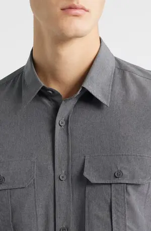 BOSS Roan Kent Slim Fit Performance Button-up Shirt - Grey