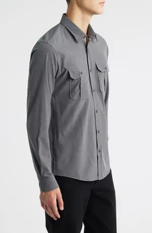 BOSS Roan Kent Slim Fit Performance Button-up Shirt - Grey
