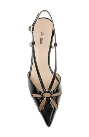 L'Agence Adavi Pointed Toe Slingback Pump - Black Patent
