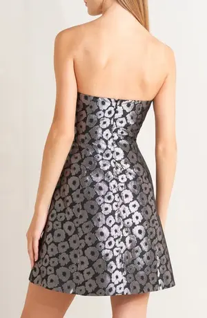 FREEMARKET Metallic Strapless Flare Mini Dress