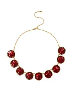 RETRO CHIC Enamel Ripple Necklace - Red & Gold