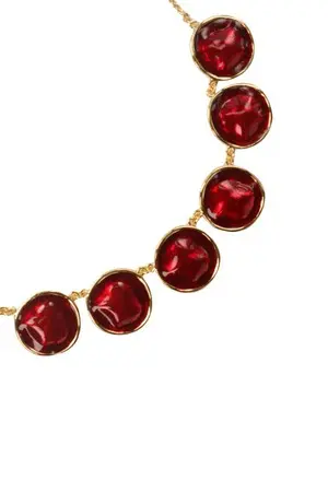 RETRO CHIC Enamel Ripple Necklace - Red & Gold