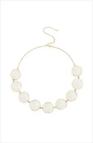 RETRO CHIC Enamel Ripple Necklace - White & Gold