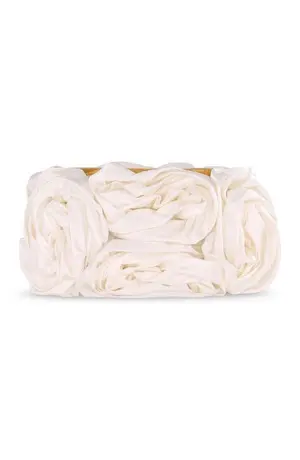 Badgley Mischka Jett Silk Satin Rosette Clutch