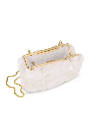 Badgley Mischka Jett Silk Satin Rosette Clutch
