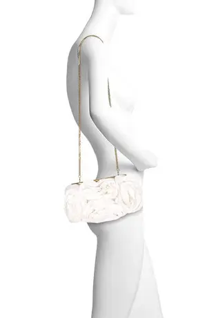 Badgley Mischka Jett Silk Satin Rosette Clutch