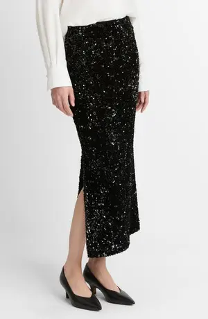 Vince Sequin Velvet Column Skirt