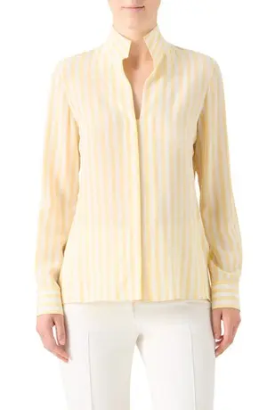 Akris Stripe Silk Tunic Shirt