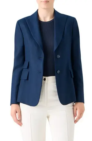 Akris Hans Herringbone Cashmere Blazer - Navy