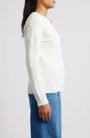 Bobeau Embroidered Heart Cardigan