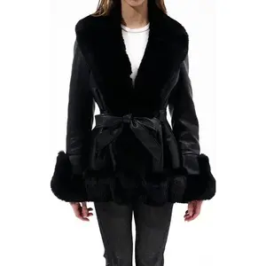 AZALEA WANG Faux Leather And Faux Fur Trimmed Jacket