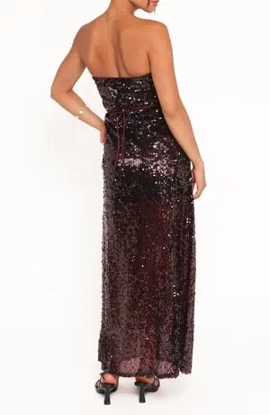 PETAL & PUP Liliane Sequin Strapless Maxi Dress