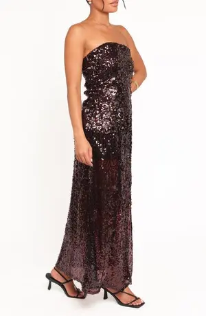 PETAL & PUP Liliane Sequin Strapless Maxi Dress