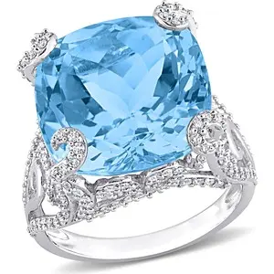 JULIANNA B. Diamond And Cocktail Ring In 14k White Gold - Topaz