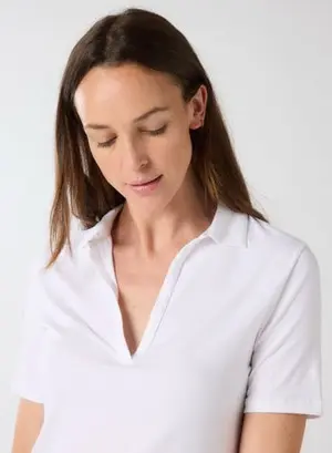 Majestic Filatures Soft Touch Short Sleeve V-neck Polo - Blanc