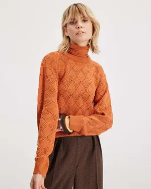 THEO THE LABEL Ersa Argyle Pullover - Amber Sky