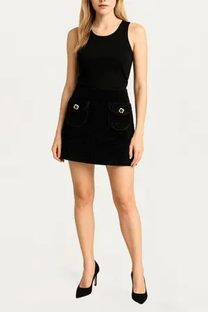 NOCTURNE Textured Velvet Mini Skirt