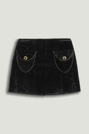 NOCTURNE Textured Velvet Mini Skirt