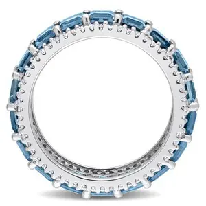 JULIANNA B. 14k White Gold London Blue And Diamond Eternity Ring