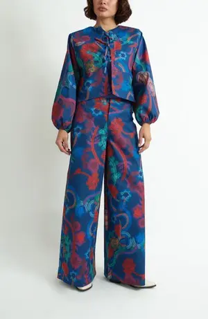 FLORENCIA DAVALOS Coco Pant - Blue Embroidery Vine