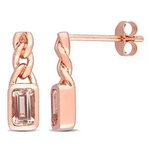 JULIANNA B. Gemstone Link Drop Earrings - Morganite/rose Gold