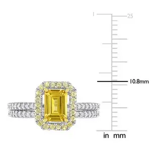 JULIANNA B. 14k White Gold Diamond And Yellow Bridal Ring Set
