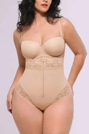 SHAPELLX Airslim High-waisted Polka Dot Shaping Thong - Nude