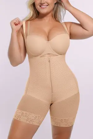 SHAPELLX Airslim Open Bust Polka Dot Bodysuit - Nude