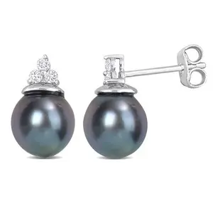 JULIANNA B. And Diamond Stud Earrings - Tahitian Pearl