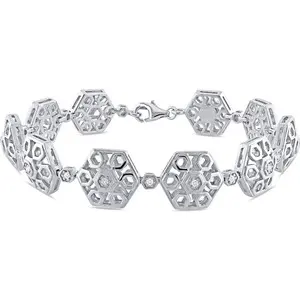 JULIANNA B. Diamond Hexagon Bracelet - Sterling Silver